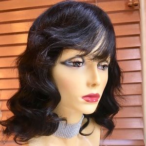 Other | Wavy Wig With Bang Human Hair 16 Inch Long | Poshmark
